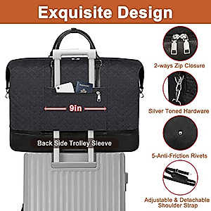 Travel Weekender Bag for Women Overnight Bag with Shoe Compartment Oversized Travel Duffel Bag Carry On Tote with Trolley Sleeve 21" for Weekend Travel Business Trip