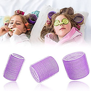 36 Packs Jumbo Hair Rollers Hair Curlers. 2.5 inch Large Self Grip Hair Curlers for Long Hair, Big Hair Rollers for Long Hair. No heat Curlers Hair Rollers with Clips & Comb (Purple)