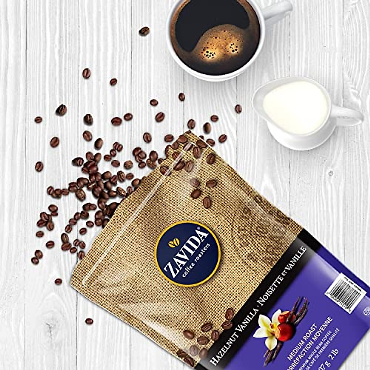 Zavida Premium Hazelnut Vanilla Whole Bean Coffee, 2 LB
