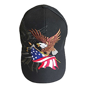 aesthetinc Patriotic American American Flag Design Baseball Cap with USA 3D Embroidery (Black)