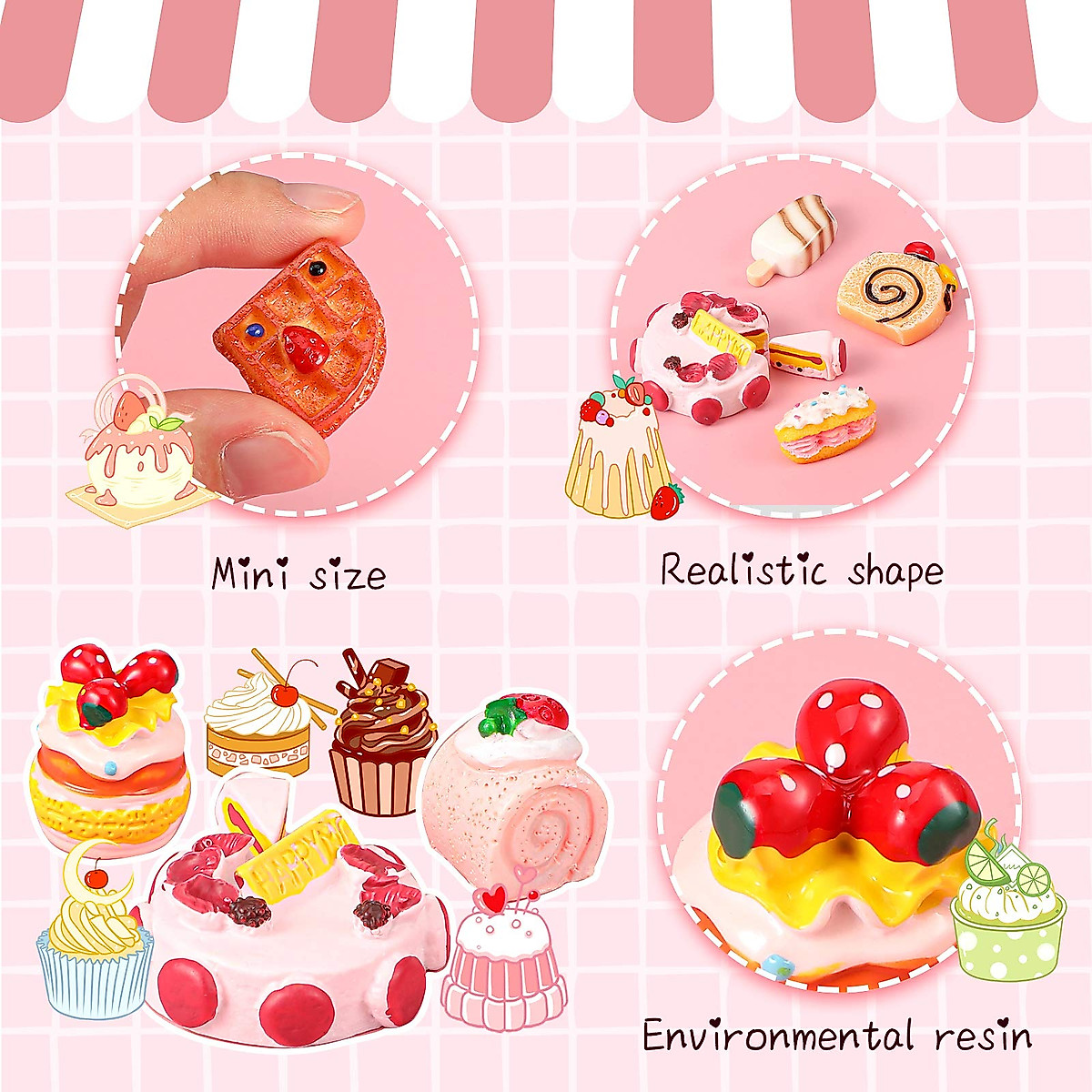 50 Pieces Dollhouse Food Miniature Food Mini Food Toys Dollhouse Accessories Mixed Pretend Foods Doll House Foods for Cooking Game Toys DIY