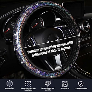 GKmow 1 PC Shiny Car Steering Wheel Cover, Breathable Anti-Slip Elastic Band Handle Cover Without Inner Ring, Universal Creative Decorative Accessory, Product Suitable for Most Car Models (Silver)