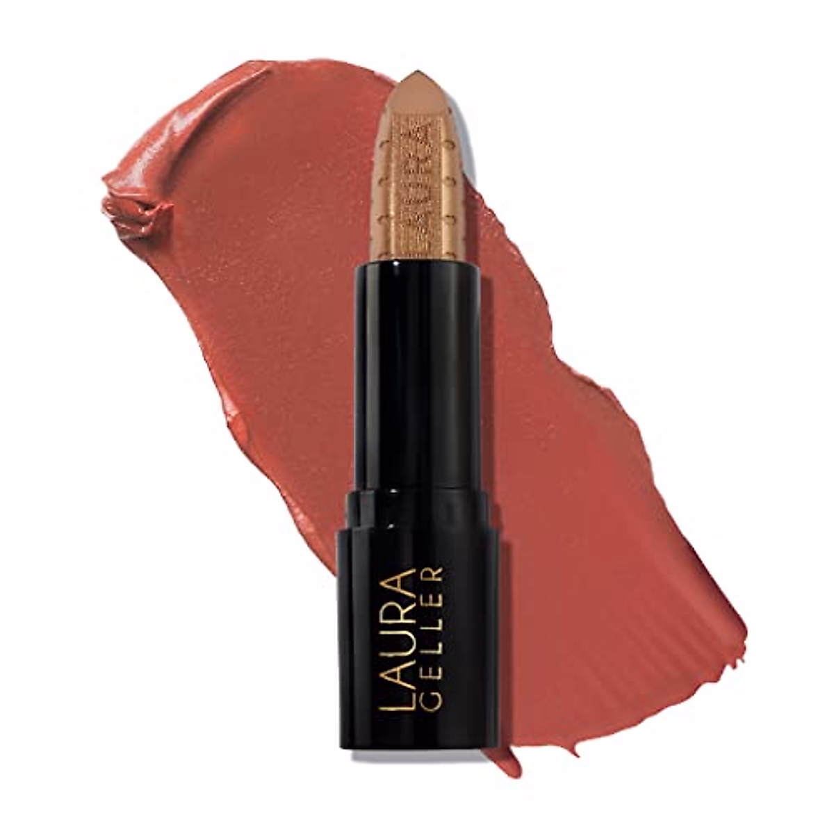 LAURA GELLER NEW YORK Gorgeous in Gold Rich Full-Coverage Lipstick, Limited Edition Gold Frosted Lip Color, Radiant in Rose