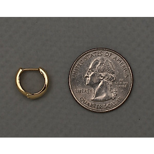 Small 14K Gold Huggie Hinged Hoop Earrings .50 Inch (13mm) (5mm Wide) (Yellow)
