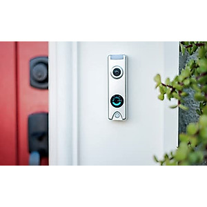Skybell Trim II Pro Silver Wi-Fi Video Doorbell Camera Bundled with 4 inch Warning Sticker