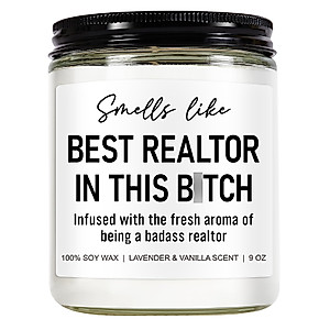 Younift Best Realtor Candle, Realtor Gifts for Women, Men, Realtor Gifts, Christmas, Closing Gifts for Realtors, Real Estate Agent Gifts, Funny Thank You Gifts for Realtor, Salesperson, Broker