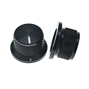 KAISH 2pcs Aluminium Potentiometer Knobs 1/4" Universal Top Hat Knobs Bell Control Knob with Set Screw for Guitar/Bass/AMPS/Preamps Black with Indicator