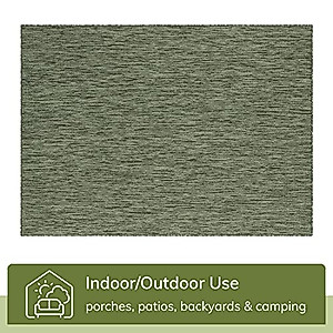 Well Woven Medusa Leif Green Nordic Geometric Pattern Indoor/Outdoor Flatweave 5'3" x 7'3" Area Rug