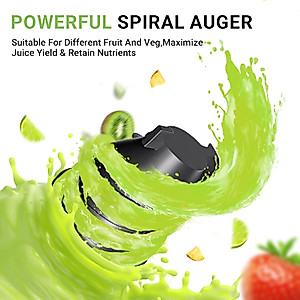 AMZCHEF Cold Press Juicer, Juicer Machines - 5.2" Large Feed Chute for Whole Fruits & Vegetables, Stainless Steel Slow Masticating Juicer Easy to Clean, Large Auger, Double Strainers, Silver