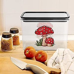 Magic Mushrooms Storage Box Plastic Food Organizer Container Canisters with Lid for Kitchen