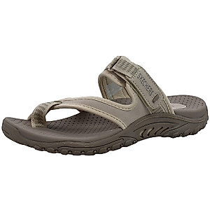 Skechers Women's Reggae-Rasta Flip-slop Sandals Flop, Light Tan, 11 M US