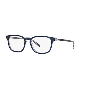 Polo Ralph Lauren Men's PH2117 Rectangular Prescription Eyewear Frames, Shiny Transparent Blue/Demo Lens, 54 mm