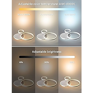 KAUCQI Dimmable Lighting Fixtures Ceiling, Modern Ceiling Light of 3000K-6000K with Remote Control, Led Lights 54W 5400lm for Living Room, Kitchen, Hallway Lamparas de Techo Modernas