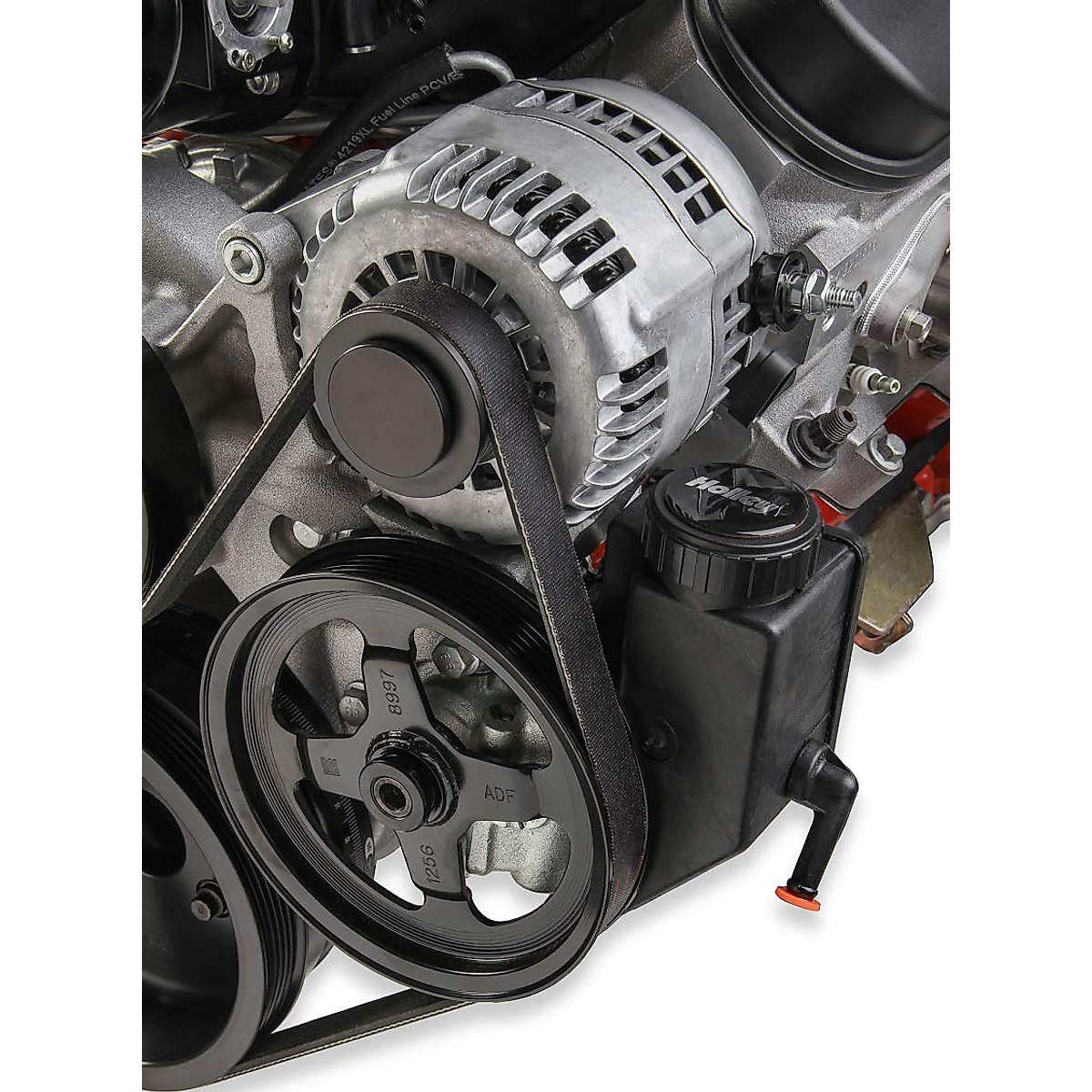NEW HOLLEY MID-MOUNT COMPLETE ACCESSORY SYSTEM WITH SD7 A/C COMPRESSOR,ALTERNATOR,POWER STEERING PUMP,TENSIONER,BELT,CRANK DAMPER & PULLEYS,COMPATIBLE WITH GM LS ENGINES