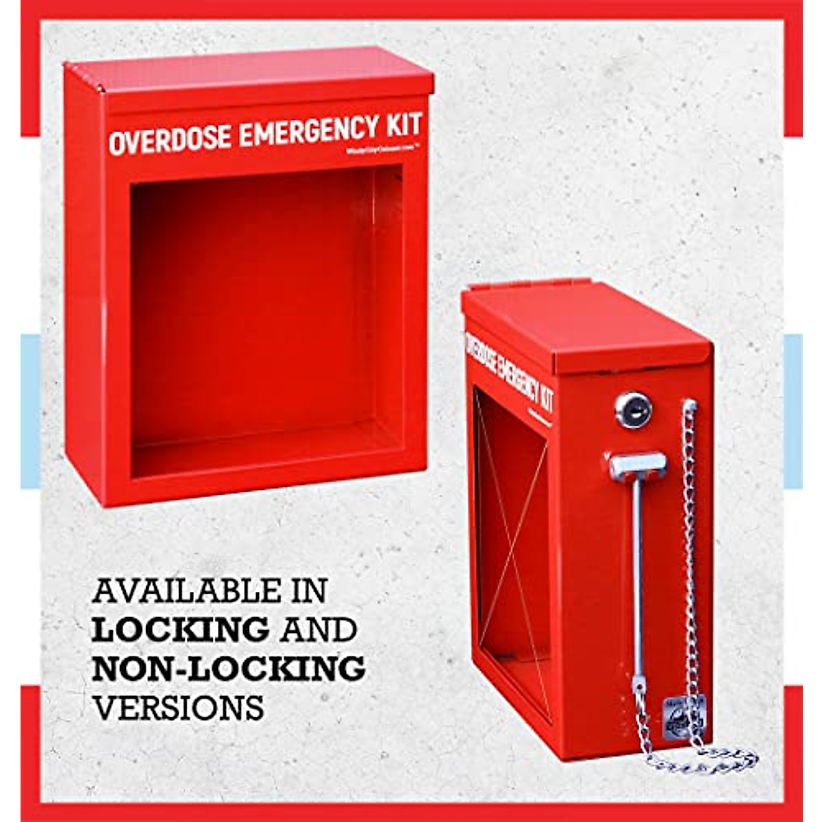 Windy City Cabinet Nasal Spray Overdose Kit Non Locking Cabinet, High Visibility Cabinet for Emergency First Aid Supplies, Non Locking