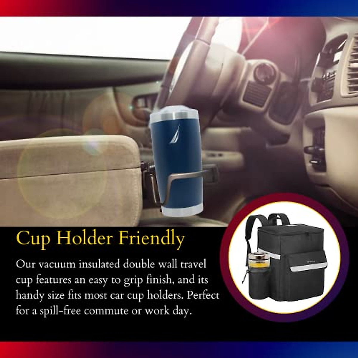 Nautica Coffee Mug Tumbler-Vacuum Insulated Double Wall Travel Cup - To Go Reusable Thermos - Stainless Steel Inside and Outer With Slide Lid 20 OZ-Pink