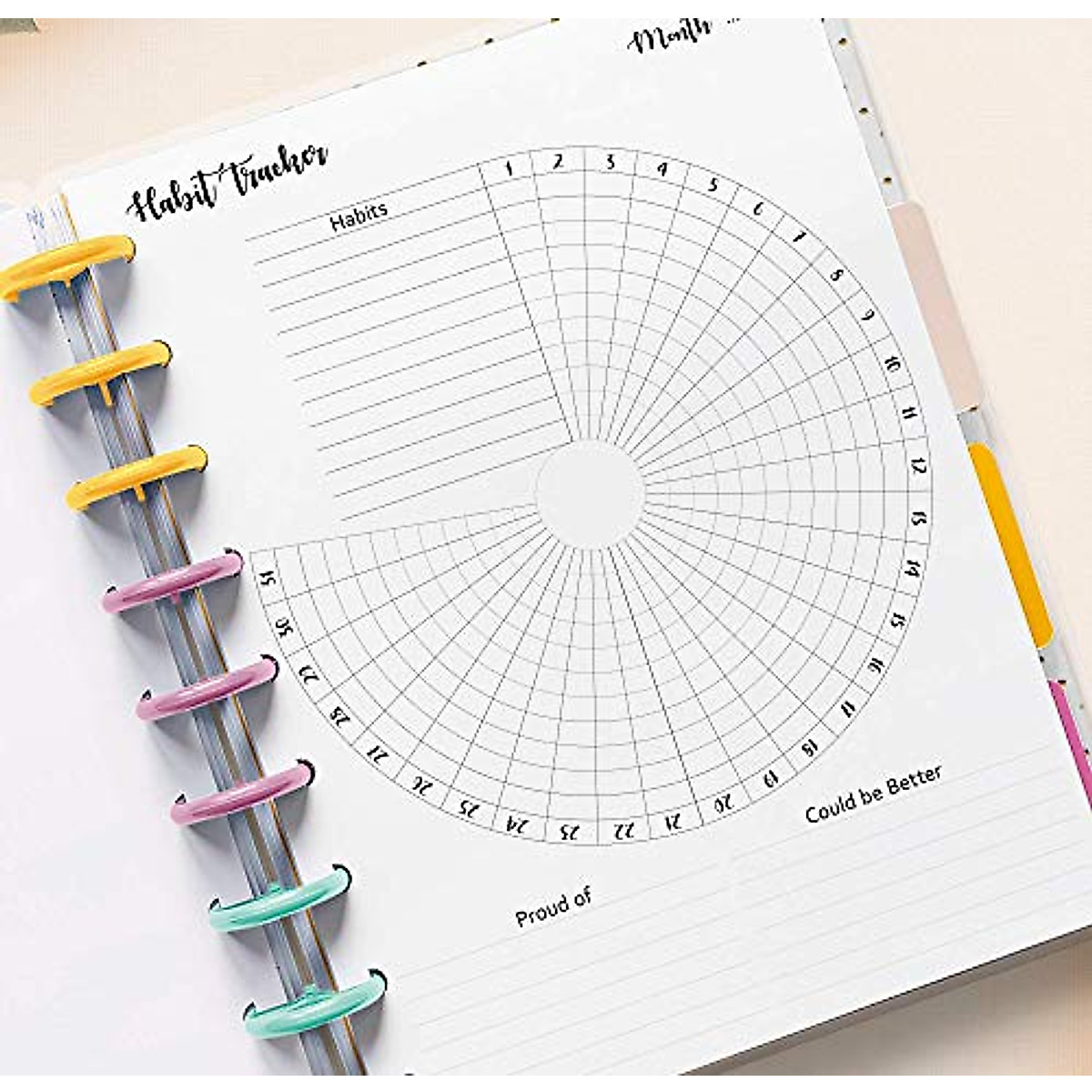 Habit Tracker Inserts for 9-Disc Planners (7 x 9.25 inches), Resolution Tracker, Habit Log, Monthly Habit Planner Refill, 12 Months Supply