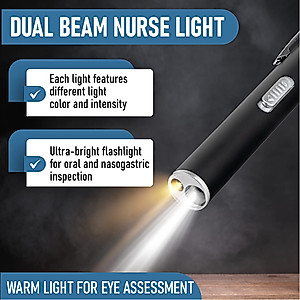 First Lifesaver Dual Beam LED Penlight for Nurses, Doctors, and Medical Professionals, Check Pupil Response, Ear, Nose, and Throat, Slim USB Rechargeable Flashlight (2 Black)