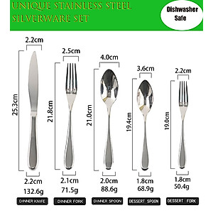 Thomaso 40 Piece Modern Cutlery Silverware Sets for 8,1810 Stainless Steel Flatware,Silver Forks and Spoons Silverware Set,Unique Thicken Handle Utensil Set,Dishwasher Safe