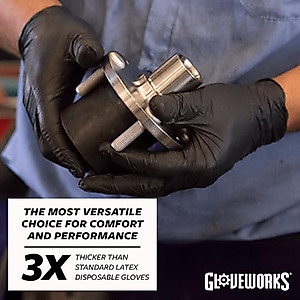 GLOVEWORKS Black Disposable Nitrile Industrial Gloves, 5 Mil, Latex & Powder-Free, Food-Safe, Textured, Medium, Case of 1000