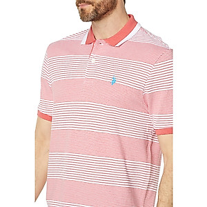 U.S. Polo Assn. Yarn-Dye Stripe Pique Polo Coral Shell Heather MD