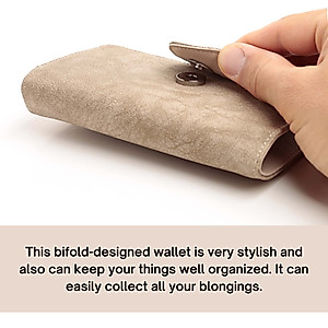Cute Women’s Wallet, Bifold Slim Large Capacity Vegan Wallet For Women, Compact Design Stylish Wallet for Ladies (Beige)