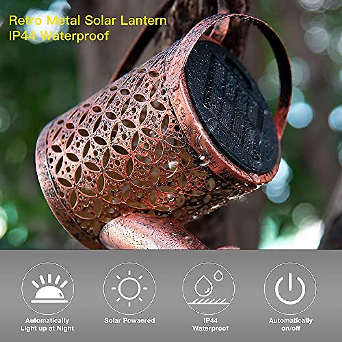 Solar Watering Can with Cascading Lights, Watering Can Lights Solar Powered, Solar Garden Lights Outdoor, for Patio Yard Pathway Walkway Decorations (1 Pack)