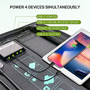 HQST 100W Portable Solar Panel for Power Station and USB Devices, Foldable Solar Panel Charger Waterproof IP65 Outdoor Camping RV Travel,Compatible with Jackery/Goal Zero/Bluetti/Anker Solar Generator