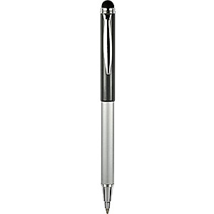 Zebra Pen StylusPen Telescopic Ballpoint Pen, Medium Point, 1.0mm, Black Ink, Grey and Navy Barrels, 2-Count