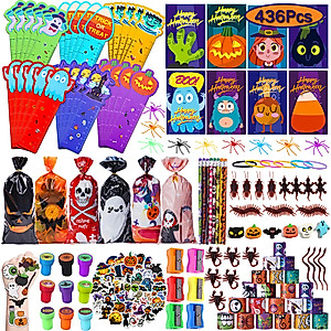 436 Pcs 24 Pack Assorted Halloween Stationery Set, Halloween Party Favors for Kids, Halloween Classroom Prizes Supplies Goodie Bag Stuffers Fillers, Including Halloween Themed Assorted Stationery
