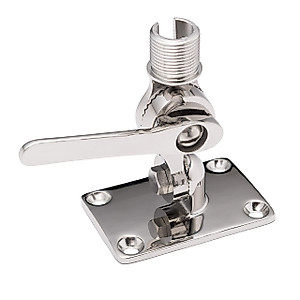 Calissa Offshore Tackle Marine VHF Antenna Mount – Adjustable Base Mounts Ratchet for Boat – Made with 316 Stainless Steel Mounts