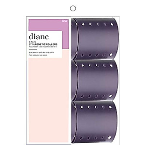 Diane Magnetic Rollers Pack of 6 Hair Rollers for Women and Girls Diameter 3 Inch Purple, 6 Count (Pack of 1)
