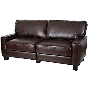 Serta Palisades Upholstered Sofas for Living Room Modern Design Couch, Straight Arms, Soft Fabric Upholstery, Tool-Free Assembly, 73" Sofa, Chestnut Brown