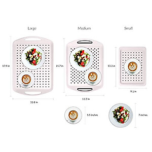 Bravi Kitchen 3PC Anti-Slip Food Serving Tray with Handles 17.9" + 15.7" + 13" Dinner Trays for Lap + Small Drink Tray | Breakfast Tray | Bed Tray | Food Tray | Lap Trays for Eating | Serving Trays