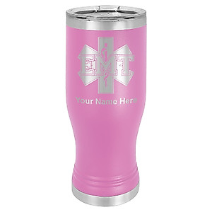 LaserGram 14oz Vacuum Insulated Pilsner Mug, EMT Emergency Medical Technician, Personalized Engraving Included (Light Purple)