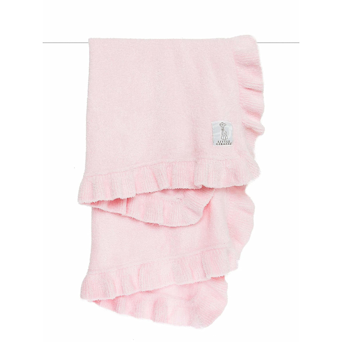 Little Giraffe Dolce Ruffle Baby Blanket 29" x 35", Pink