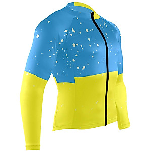 Ukraine Flag Men's Cycling Jersey Long Sleeve Bike Jacket Biking Bicycle Jersey Shirt