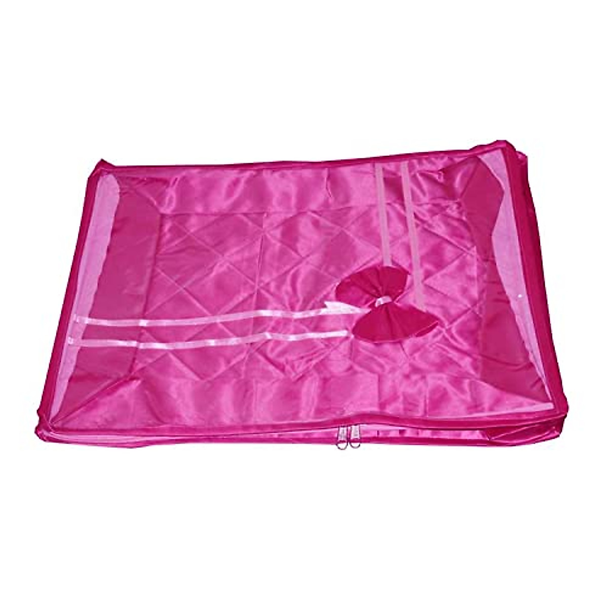 atorakushon 12 Piece Fabric Satin Saree Cover Clothes Storage Bags Set With Transparent Window Extra Large Wardrobe Garments Organizers (Purple)