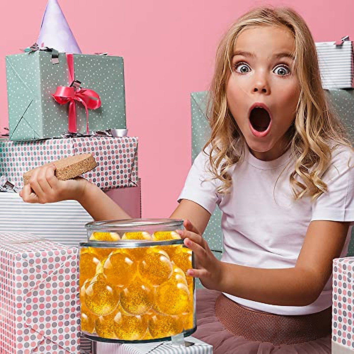 Entervending Bouncy Balls - Gold Glitter Bouncy Balls - Party Favors and Gifts for Kids - Rubber Balls - 25 Pcs Large Bouncy Balls 45mm - Vending Machine Toys - Goodie Bag Fillers