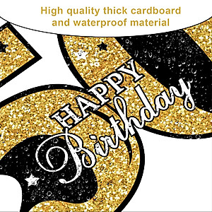 Guiruiy 20Pcs 50th Birthday Decorations for Men Women, Happy 50th Birthday Door Banner, Black Gold 50th Birthday Photo Booth Props, Waterproof Thick Cardboard 50 Bday Party Supplies for Indoor Outdoor