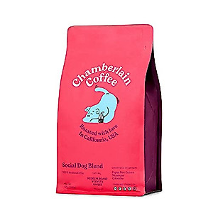 Chamberlain Coffee Social Dog Blend, Full Bodied Organic Coffee with Complex yet Smooth Notes of Milk Chocolate, Roasted Peanuts, Brown Sugar, Graham Cracker, Fresh Ground 12oz