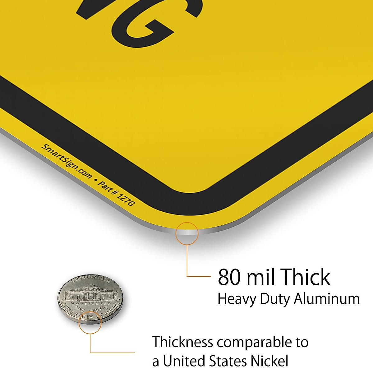 SmartSign 24 x 18 inch “Slow - Construction Area Ahead, Trucks Entering” Metal Sign, 80 mil Laminated Rustproof Aluminum, Black and Yellow, Made in USA