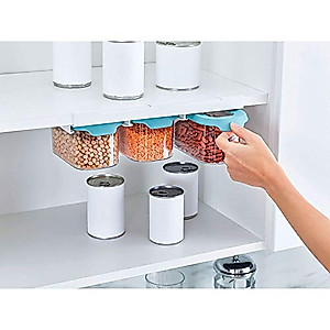Joseph Joseph CupboardStore Airtight Easy Pour Food Container 3M Tape Undershelf Storage Hanger, 3-Piece Set - Small, Opal