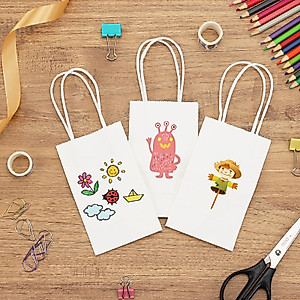 Moretoes 60pcs Small White Paper Bags 6x3.5x2.4 Inches Mini Kraft Gift Bags with Handles Bulk, Party Favor Bags Goodie Bags, Merchandise Bags for Business, Shopping, Retail, Small Gifts