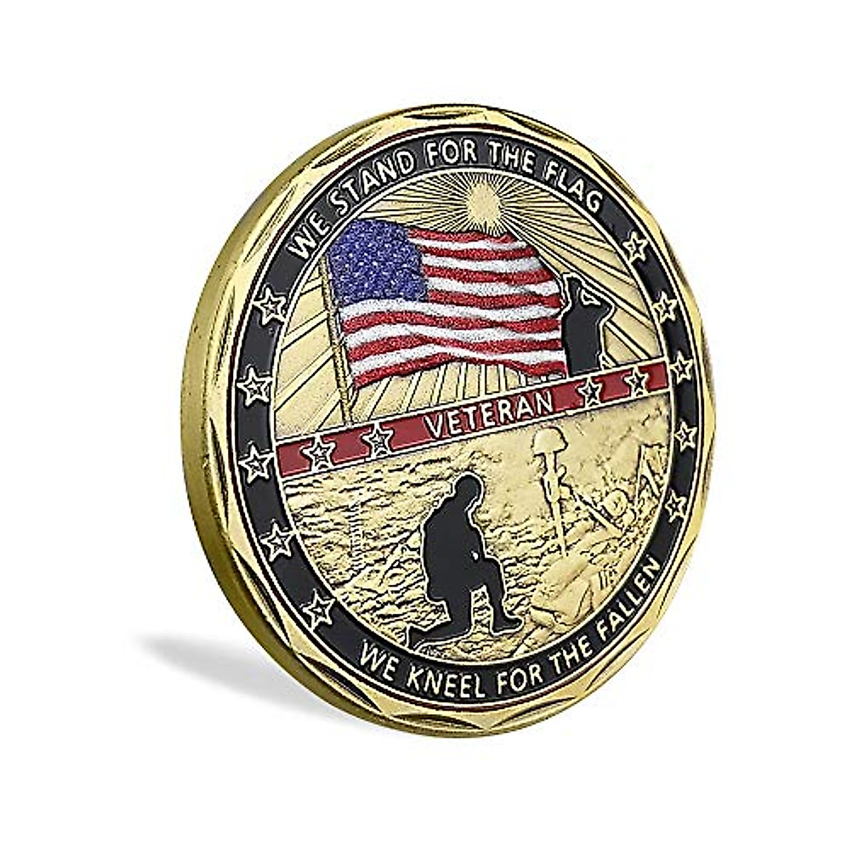Military Veteran Challenge Coin United States We Stand for The Flag We Kneel for The Fallen