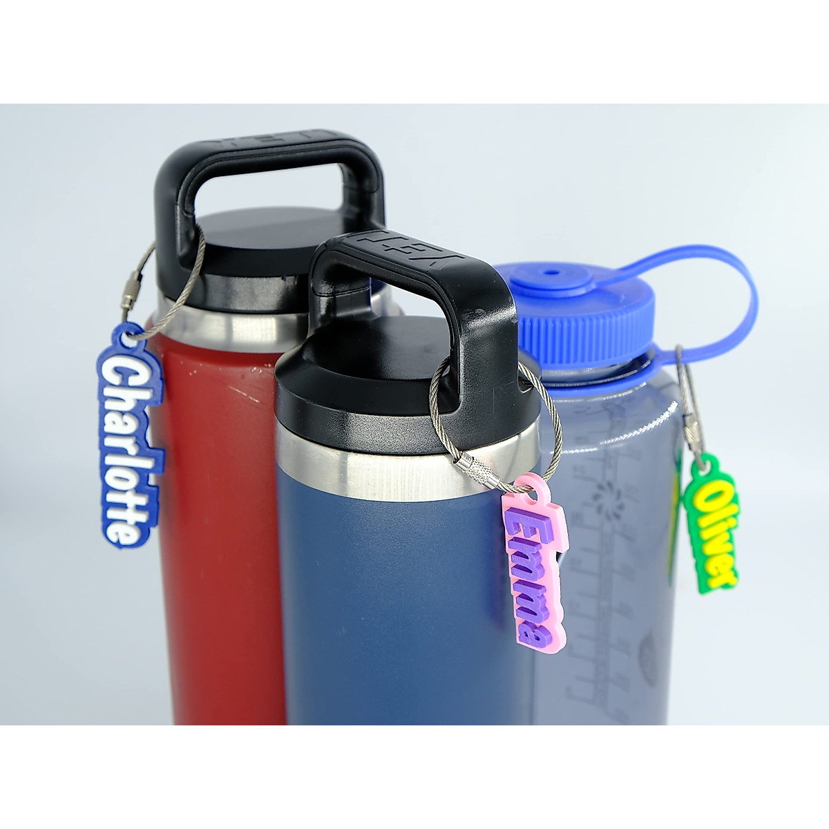 Fun Personalized Water Bottle and Bag Name Tag Whimsy Font, Hard Plastic Luggage Label Custom Nametag