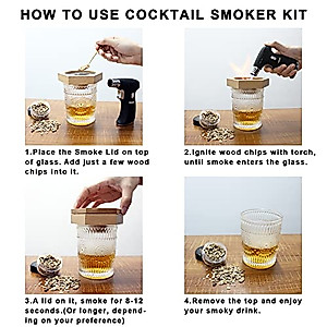 Cocktail Smoker Kit with Torch, Whiskey Smoker Kit ADWSET Six Kinds of Wood Smoker Chips for Whiskey and Bourbon, Infuse Cocktails/Wine/Whiskey/ Cheese/Salad and meats