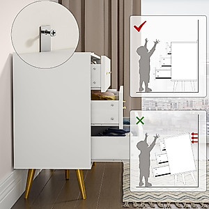 White Dresser for Bedroom, 6 Drawer Wood Dresser with Golden Handles, Modern Dressers & Chests of Storage Drawer for Entryway Hallway