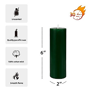 Zest Candle Pillar Candle, 2 by 6-Inch, Hunter Green