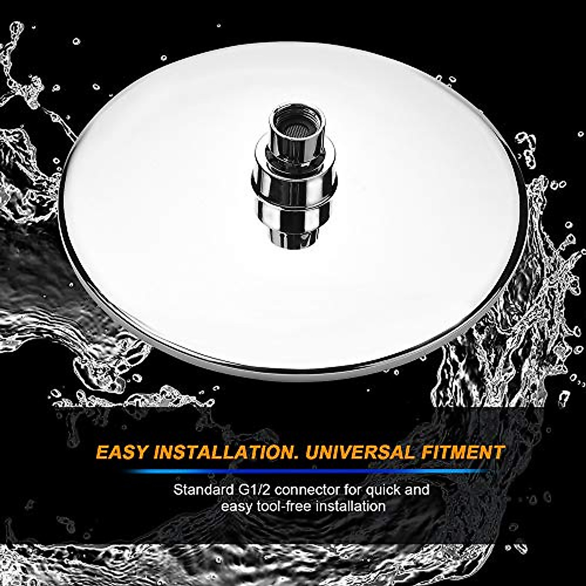 WarmSpray Rain Shower Head High Pressure with 9 Inch Thin Chrome Large Coverage Rainfall Spray Shower Relaxation